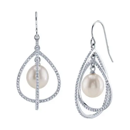 The Pearl Source Freshwater Pearl Drop Earrings - Sterling Silver