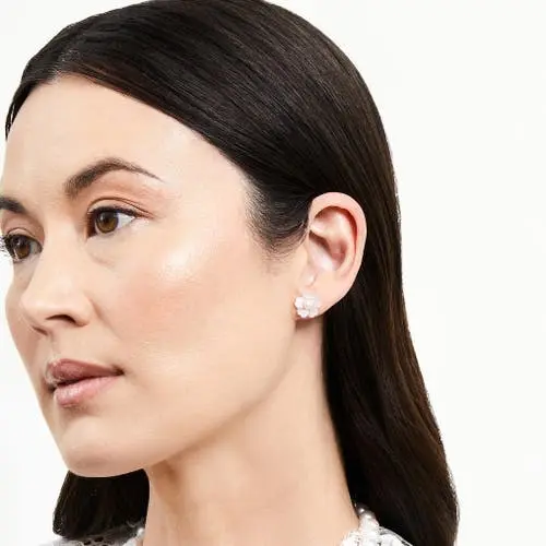 The Pearl Source Mother Of Pearl Flower Stud Earrings