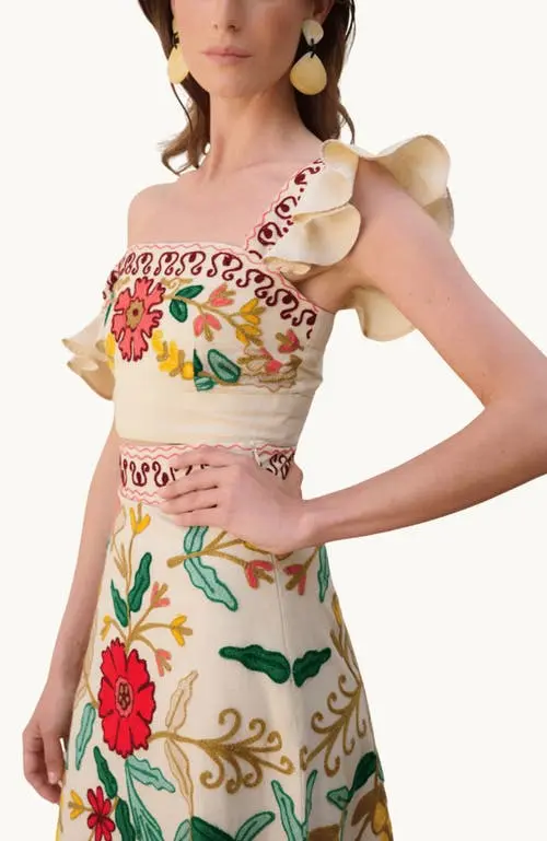 THE IQ COLLECTION Embroidered Midi Skirt And Top Set