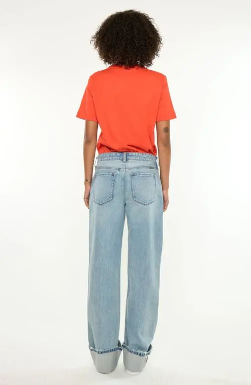 KANCAN Rebel 90's Low Rise Loose Baggy Jeans With Distressed Details And Cuffed Hem
