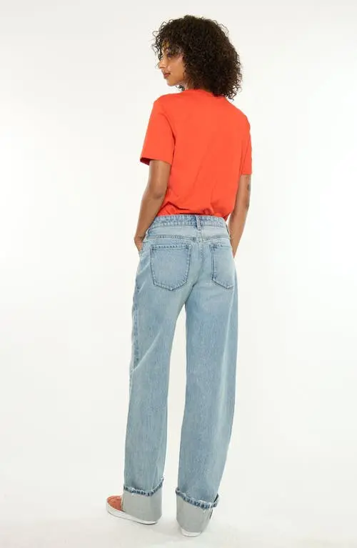 KANCAN Rebel 90's Low Rise Loose Baggy Jeans With Distressed Details And Cuffed Hem