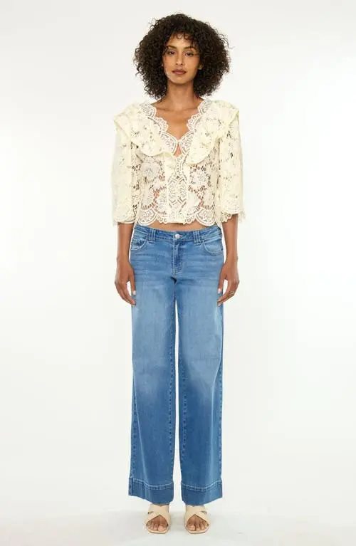 KANCAN Terri Essentials Low Rise Wide Jeans - Medium Dark