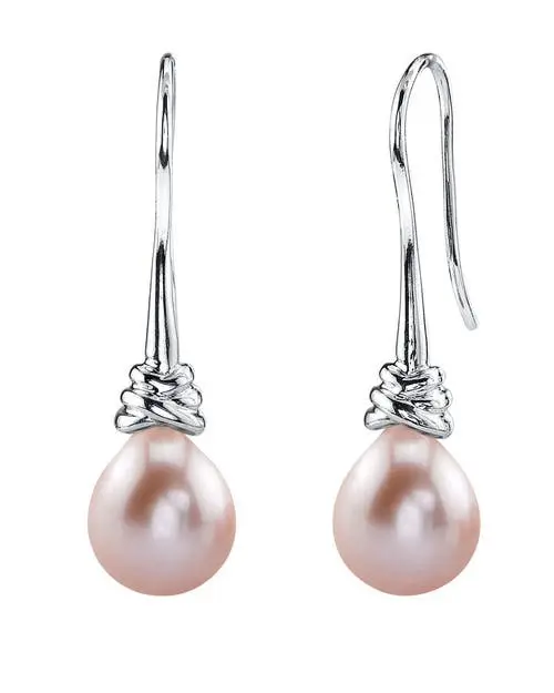 The Pearl Source Pink Freshwater Drop Pearl Earrings - Sterling Silver