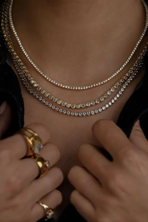 BEADS BY TARA 14k Plated Brass Tennis Necklace With White Topaz