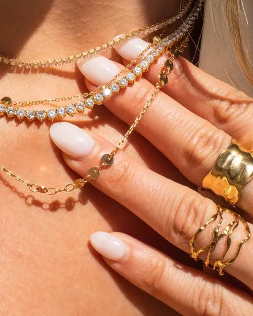 BEADS BY TARA 14k Plated Brass Tennis Necklace With White Topaz