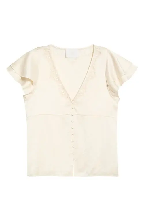 Citizens Of Humanity Lola Flutter Sleeve Lace Satin Top - Cream