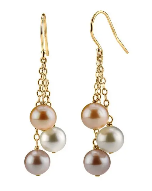 The Pearl Source 14k Gold Freshwater Pearl Dangle Earrings - Yellow Gold