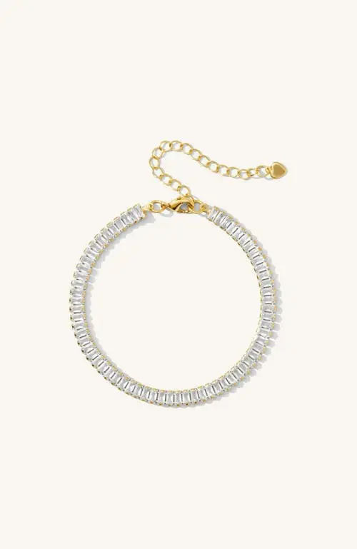BEADS BY TARA Bellini Emerald Cut Tennis Bracelet In 14k Plated Brass With White Topaz - Gold