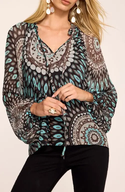 Ramy Brook Maisy Medallion Print Silk Top - Multi Medallion