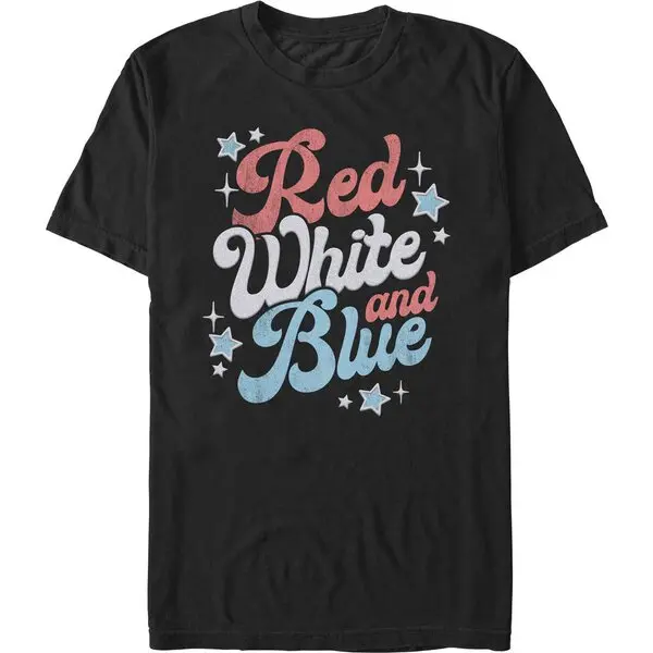 LOST GODS Red White And Blue Quote Short Sleeve Graphic T-shirt - Black