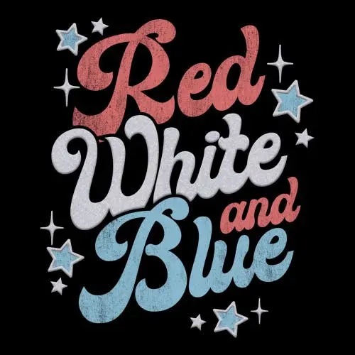 LOST GODS Red White And Blue Quote Short Sleeve Graphic T-shirt - Black