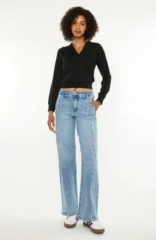 KANCAN Skyline High Rise Wide Jeans - Medium Wash