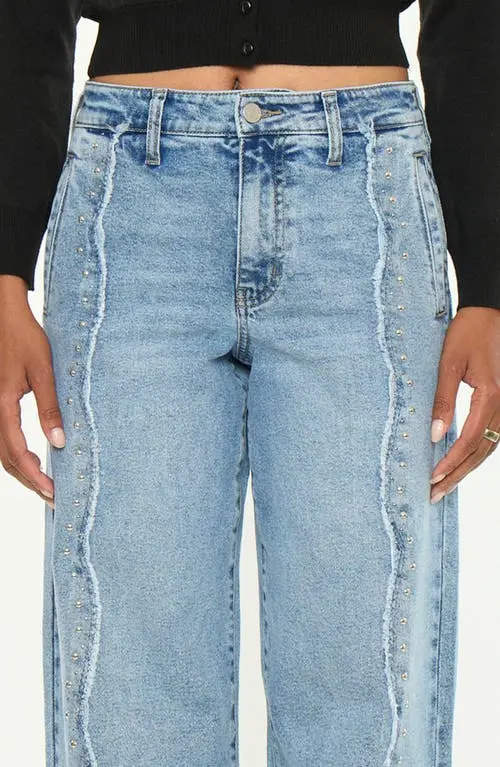 KANCAN Skyline High Rise Wide Leg Jeans With Studded Scalloped Edges