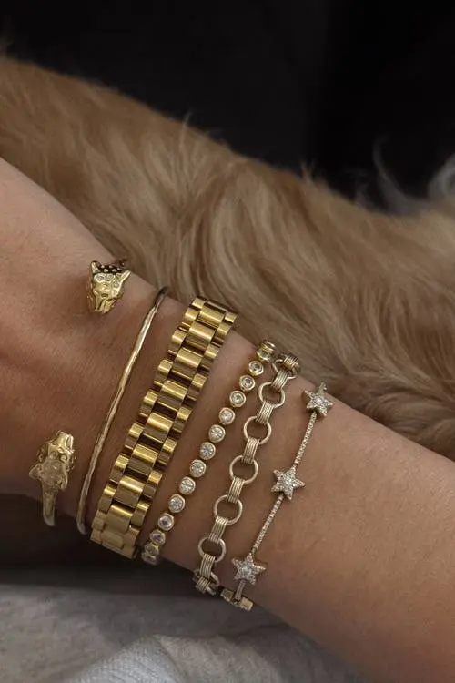 BEADS BY TARA Panthera Cuff Bracelet In 18k Stainless Steel