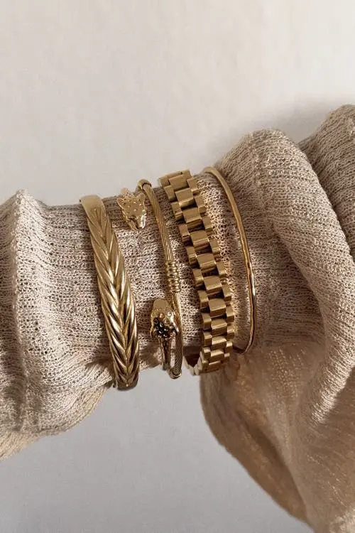 BEADS BY TARA Panthera Cuff Bracelet In 18k Stainless Steel