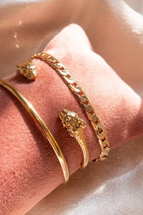 BEADS BY TARA Panthera Cuff Bracelet In 18k Stainless Steel