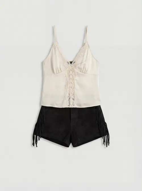 Nasty Gal Real Suede Fringe Shorts