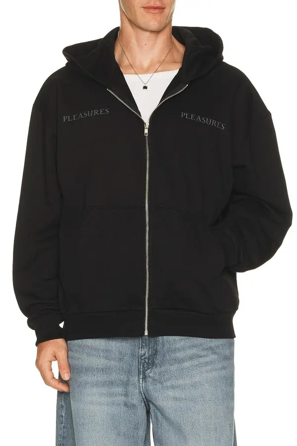 PLEASURES Spine Full Zip Hoodie - Black