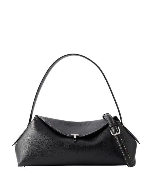 TOTEME T-lock Full-grain Leather Shoulder Bag - Black