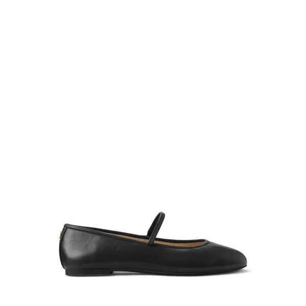 Ralph Lauren Jayna Nappa Leather Mary Jane Flat