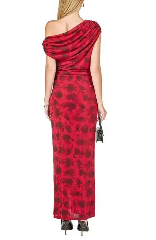 Endless Rose Floral Mesh One-shoulder Maxi Dress
