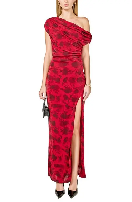 Endless Rose Floral Mesh One-shoulder Maxi Dress