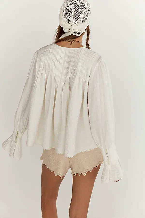Free People Thousand Pintucks Blouse - Ivory
