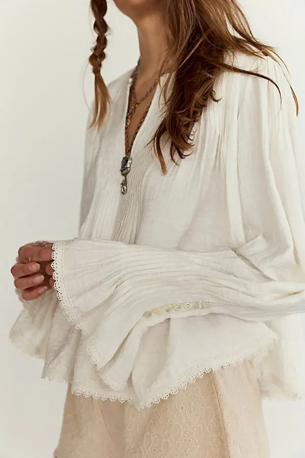Free People Thousand Pintucks Blouse - Ivory