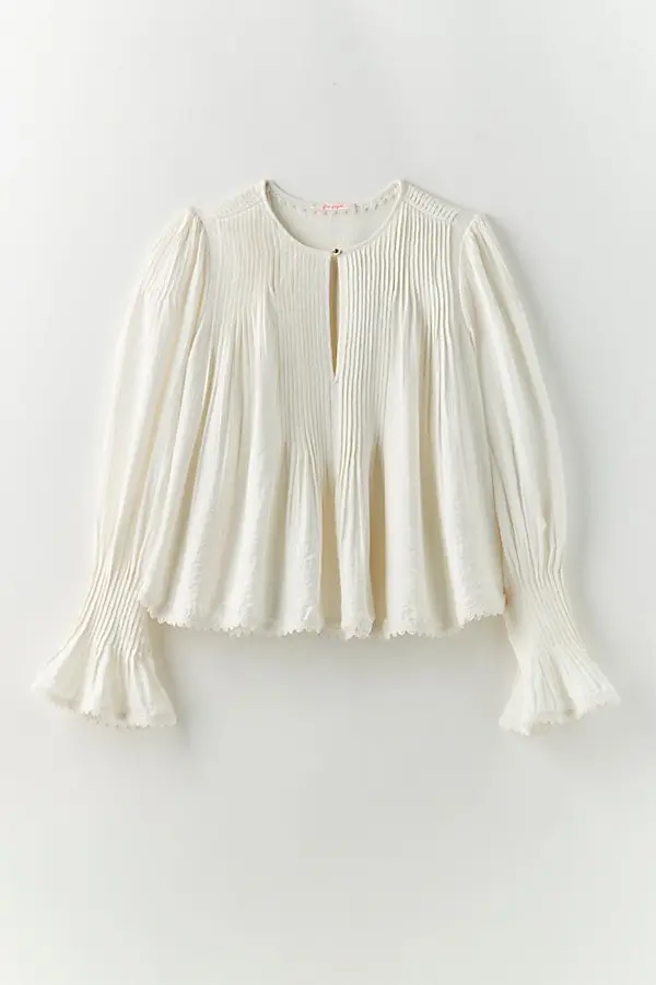Free People Thousand Pintucks Blouse - Ivory