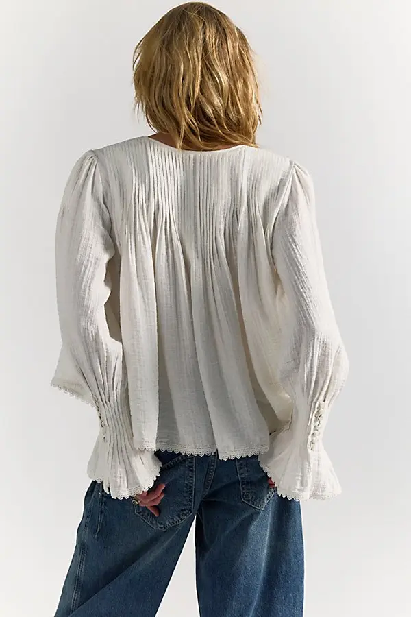 Free People Thousand Pintucks Blouse - Ivory