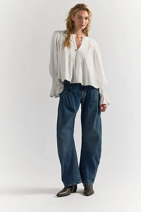 Free People Thousand Pintucks Blouse - Ivory