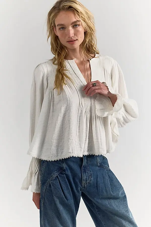 Free People Thousand Pintucks Blouse - Ivory