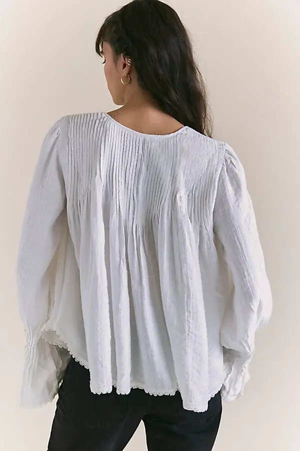 Free People Thousand Pintucks Blouse - Ivory