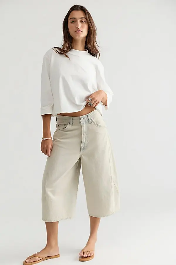 Free People We The Free Gracie Cropped Crew Neck Top - Clean Ivory
