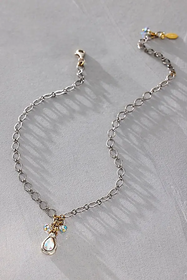 MIKAL WINN Dark Anthem Necklace With Swarovski Crystals - Clear
