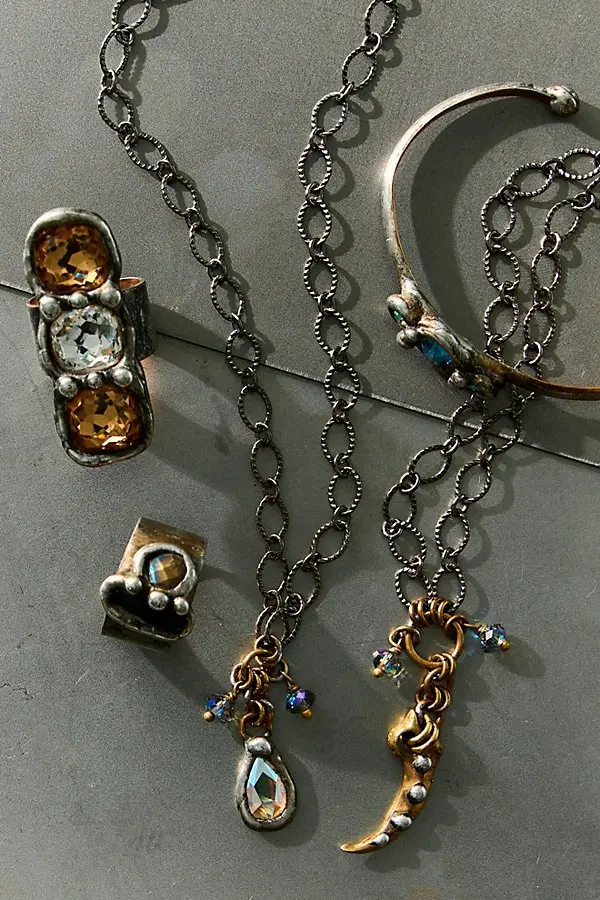 MIKAL WINN Dark Anthem Necklace With Swarovski Crystals - Clear