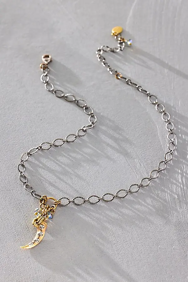 MIKAL WINN Dark Anthem Necklace With Swarovski Crystals - Gold