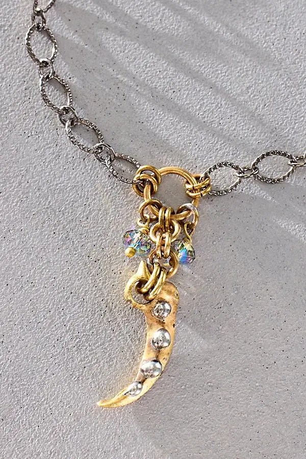 MIKAL WINN Dark Anthem Necklace With Swarovski Crystals - Gold