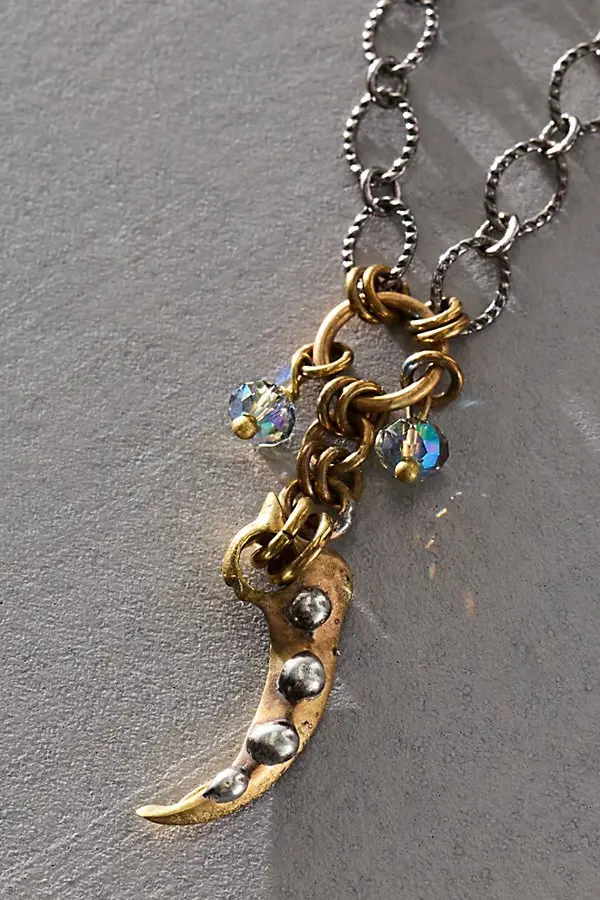MIKAL WINN Dark Anthem Necklace With Swarovski Crystals - Gold
