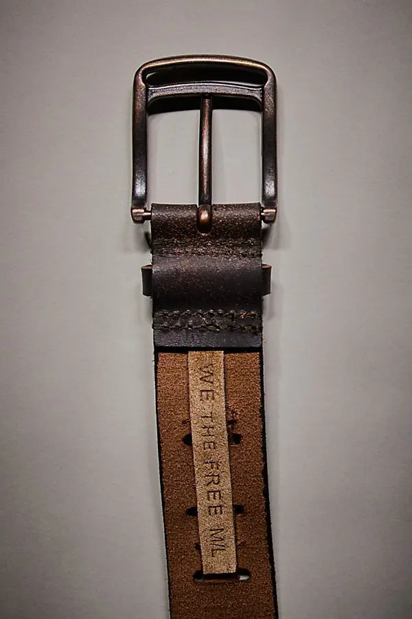 Free People We The Free Distressed Leather Belt With Metal Buckle - Black