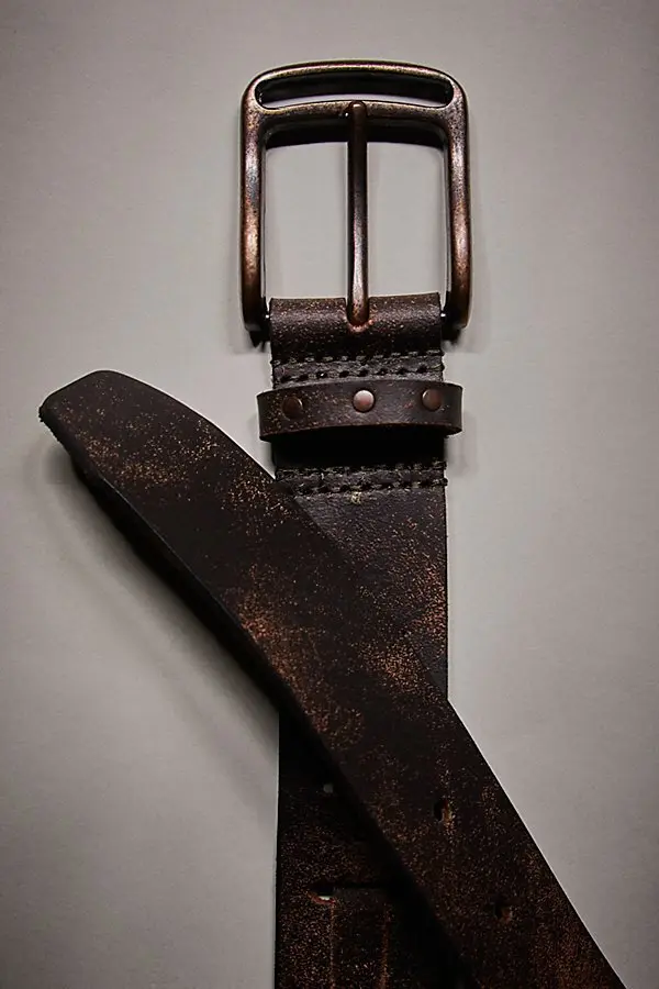 Free People We The Free Distressed Leather Belt With Metal Buckle - Black