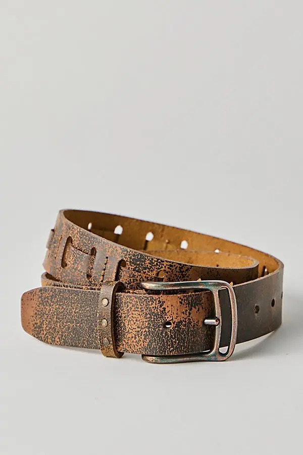Free People We The Free Distressed Leather Belt With Metal Buckle