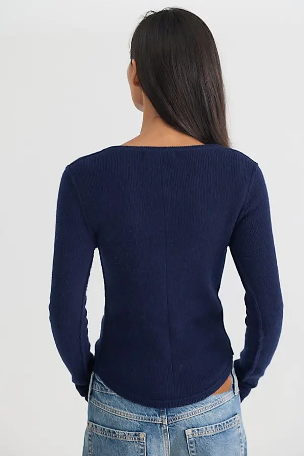 Free People We The Free Hudson Solid Cashmere Henley - Shark