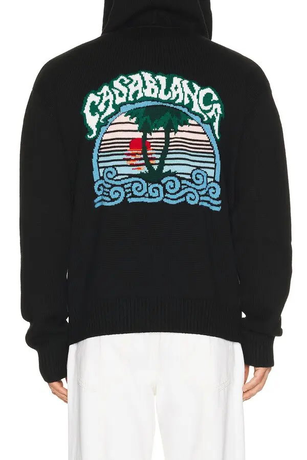 Casablanca Zip Up Hoodie - Palm Tree Emblem
