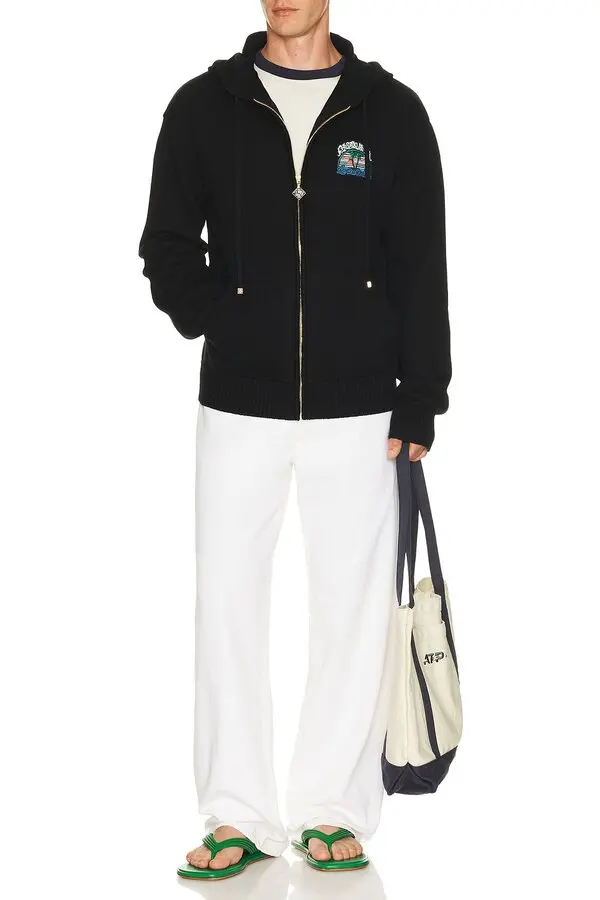 Casablanca Zip Up Hoodie - Palm Tree Emblem