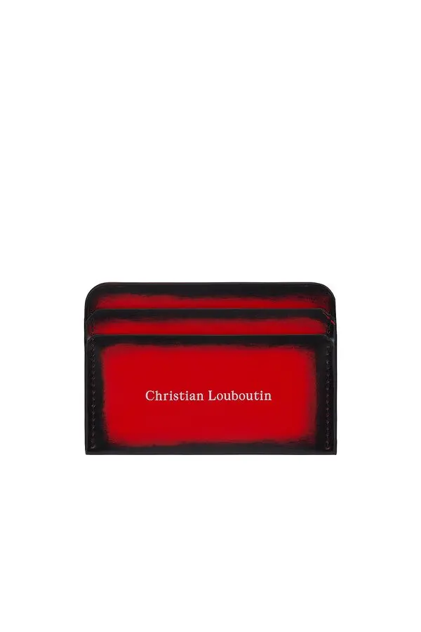 CHRISTIAN LOUBOUTIN Canopy Card Holder Calf Brush In Red - Loubi