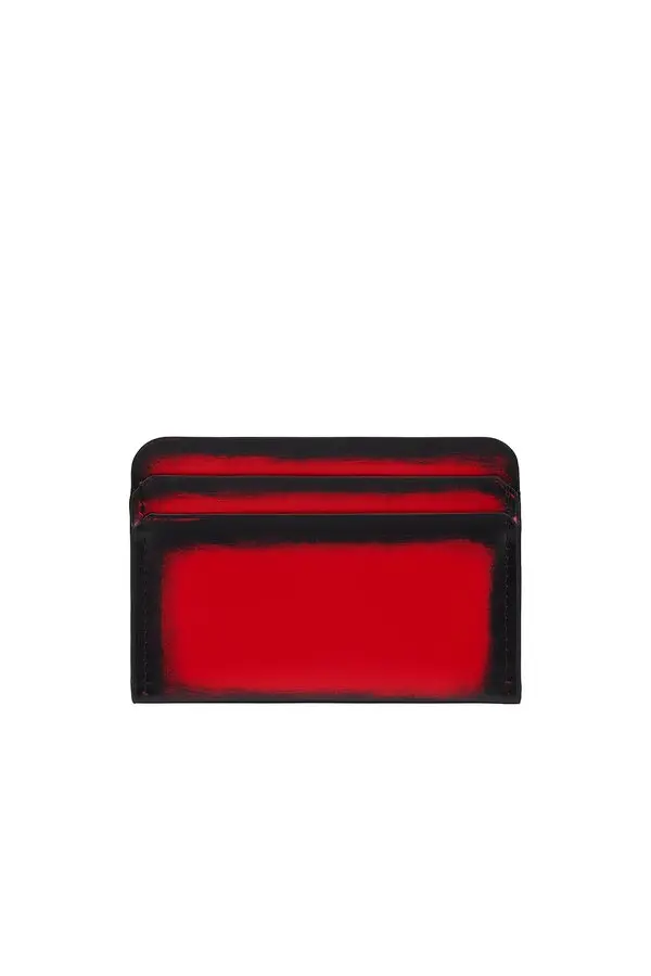 CHRISTIAN LOUBOUTIN Canopy Card Holder Calf Brush In Red