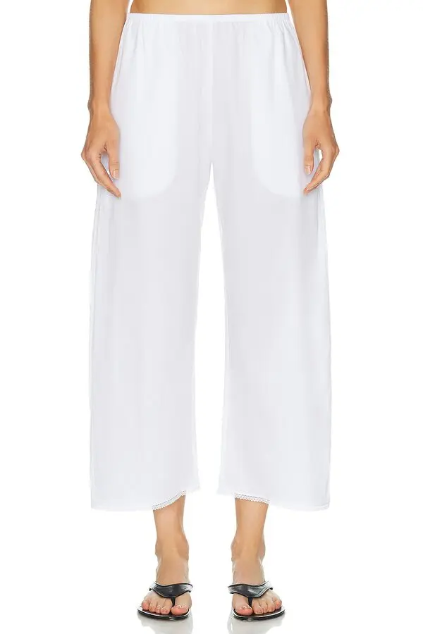 LESET Yoko Lace Crop Pant - White