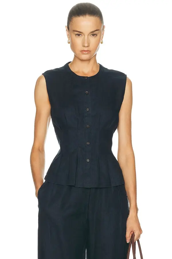 Jenni Kayne Lara Linen Top - Navy