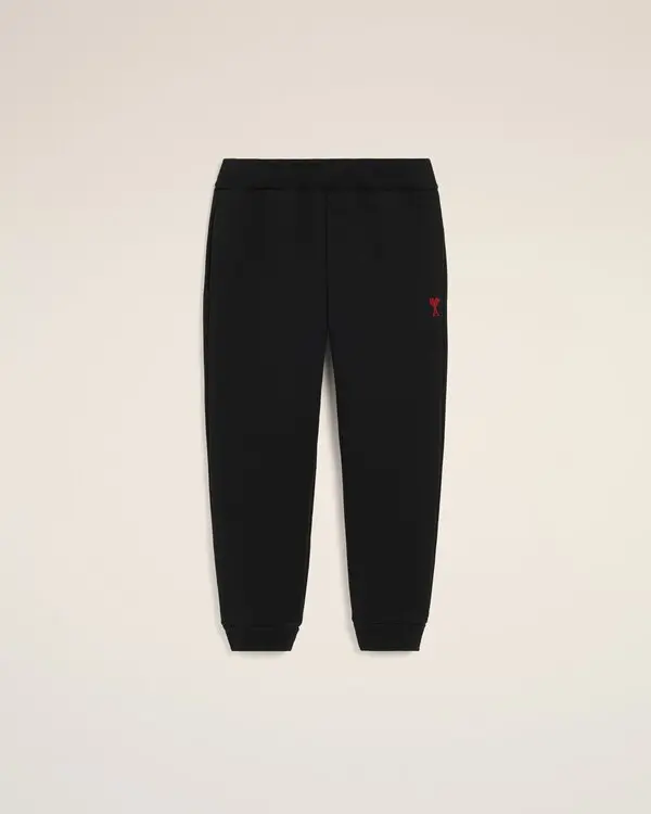 AMI Paris Cotton Track Pants With De Coeur - Black